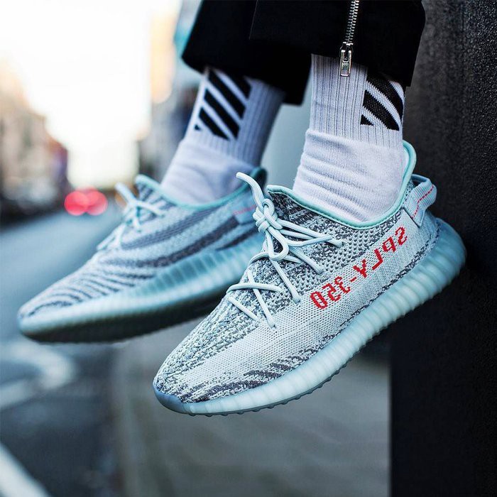 คุณภาพสูง Adidas YEEZY BO T 350 V2 สีดําสีขาว Ice Blue Zebra Brother ...