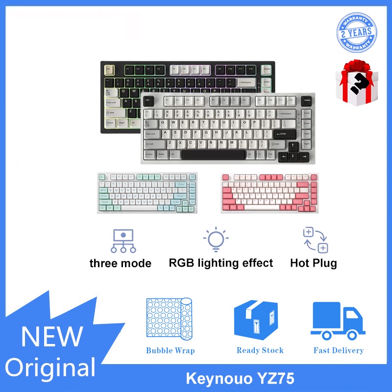 Keynouo YZ75 customized keyboard three mode RGB backlight hot plug ...