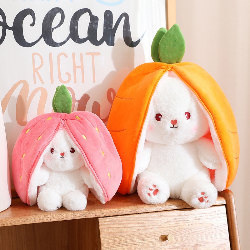 【Swoan】25/35/50cm ตุ๊กตากระต่ายน่ารัก 2 in 1 แบบนิ่ม รูปผัก แครอท สตรอ ...