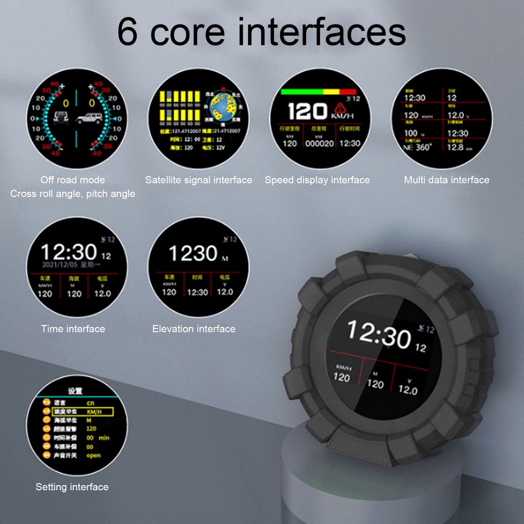 YiChe รถ HUD แสดงสมาร์ทความสูงเข็มทิศขับรถไมล์เวลาขับรถมาตรวัดความเร็ว ...