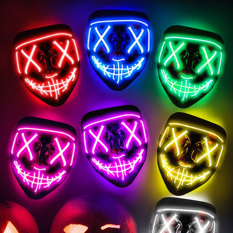 ใหม่ฮาโลวีนนีออน Led Purge หน้ากาก Masquerade Carnival Party หน้ากาก ...