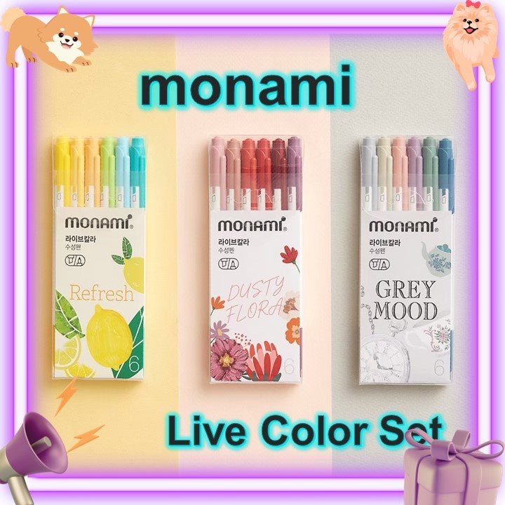 Monami ปากกาสี สูตรน้ำ รุ่น Live Color ชุด 6 สี มีให้เลือก 3 เฉดสี ...