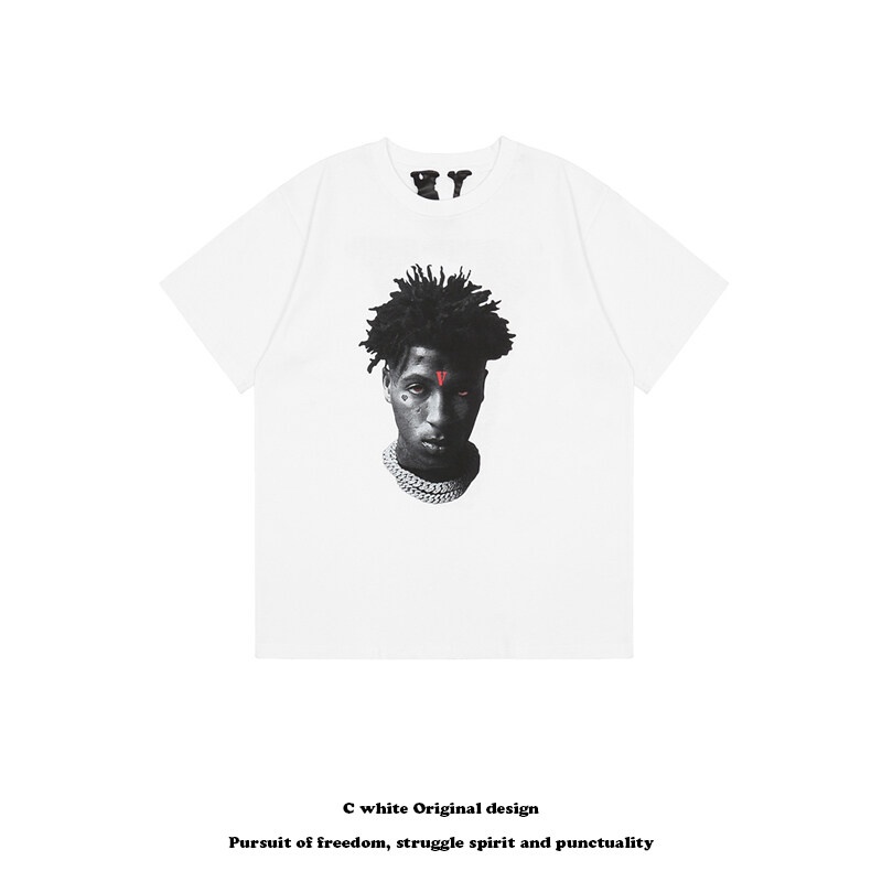 YF34 Vlone x youngboy สั่งซื้อรูป Reaper's Child แขนสั้นขนาดใหญ่ V หลวม ...