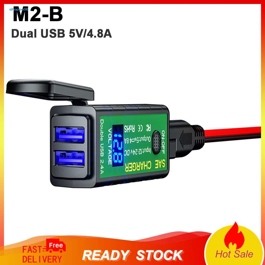 Setn M2 31A/48A SAE เป็น USB Type-C โวลต์มิเตอร์ สวิตช์เปิด/ปิด ชาร์จเร็ว สําหรับรถจักรยานยนต์ ...