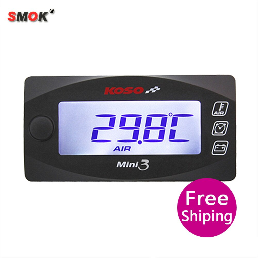 เครื่องวัดอุณหภูมิอากาศ เวลา โวลต์มิเตอร์ จอแสดงผล LED KOSO MINI 3 ...