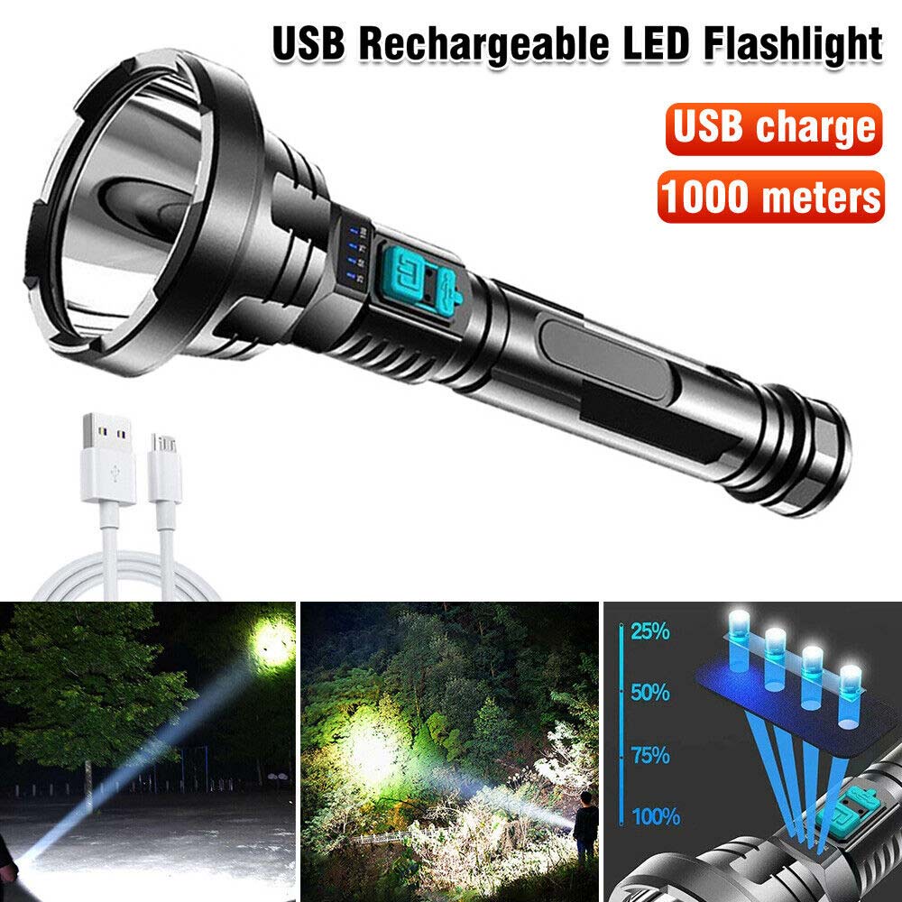 Waterproof 3 Mode LED Torch Light Rechargeable Flashlight Handheld ...