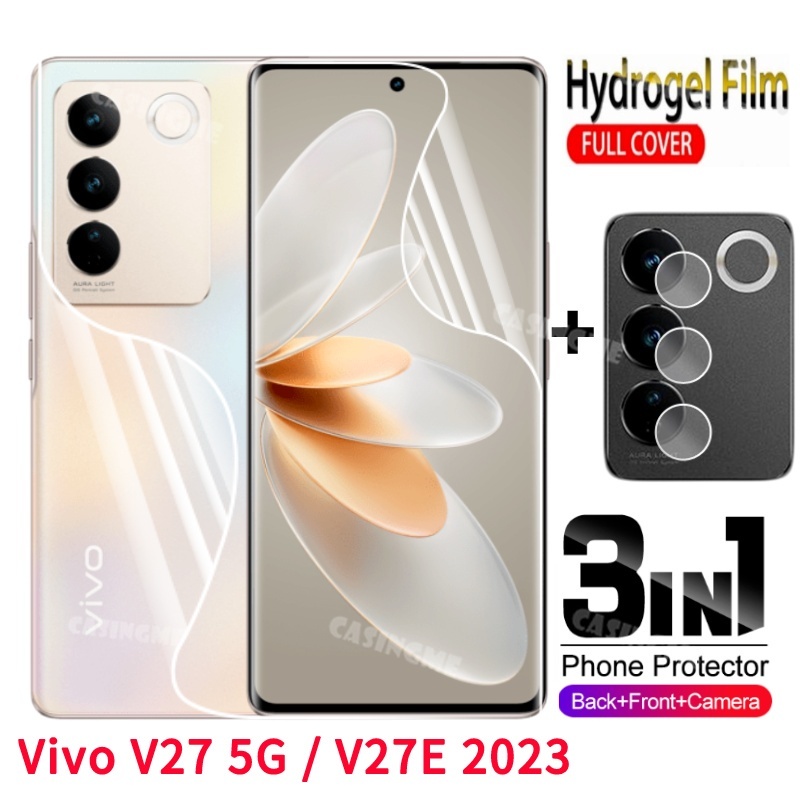 3in1 ฟิล์มไฮโดรเจลกันรอยหน้าจอ ด้านหลัง แบบนิ่ม ไม่ใช่กระจกนิรภัย สําหรับ Vivo V27 5G Vivo V27 V ...