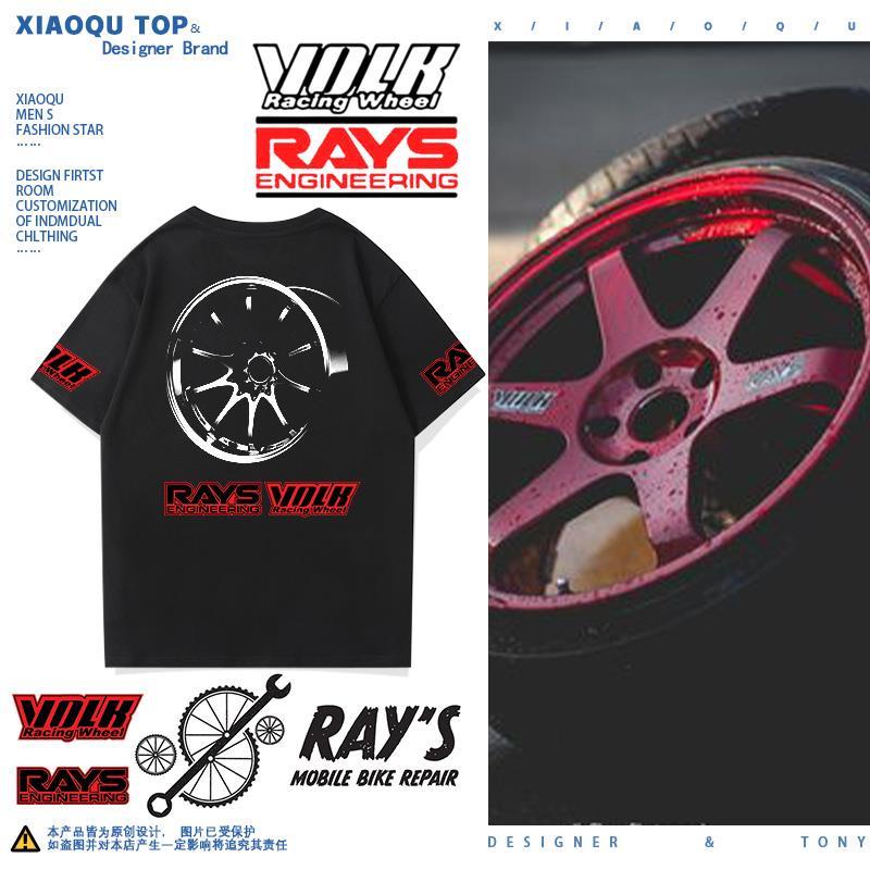 เสื้อยืดแขนสั้น ผ้าฝ้าย พิมพ์ลายรถ Attitude Japan RAYS wheel hub แฟชั่น ...
