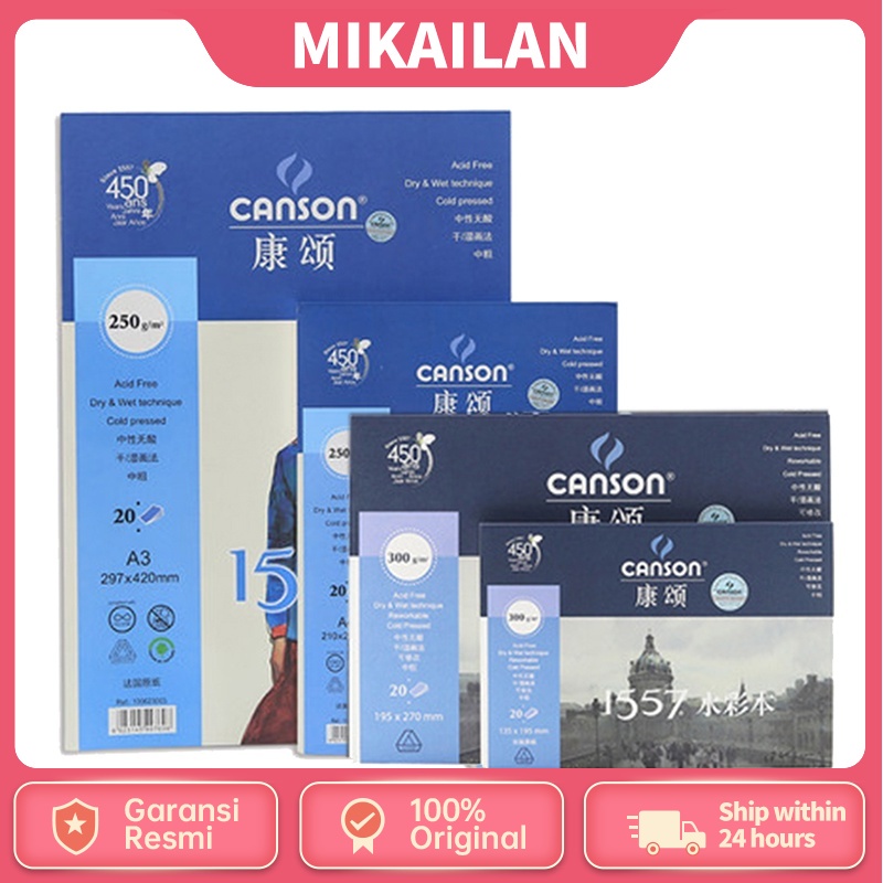 Canson สมุดวาดภาพระบายสีน้ํา กระดาษ 8 16 32K A3 A4 A5 180 200 250 300g m2 1557 | Shopee Thailand