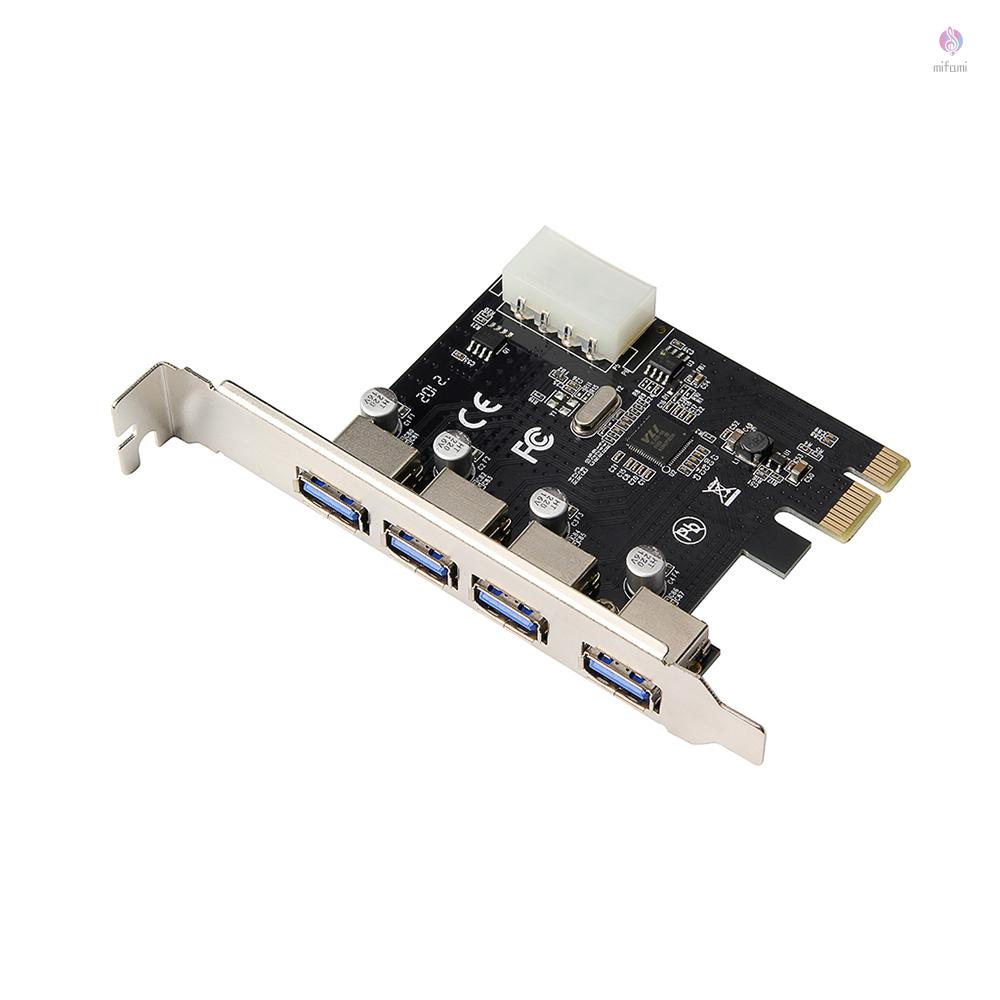 อะแดปเตอร์การ์ดขยาย PCI-E เป็น 4 USB3.0 PCI Express เป็น USB3.0 พร้อมพาวเวอร์อินเตอร์เฟซ 4Pin ...