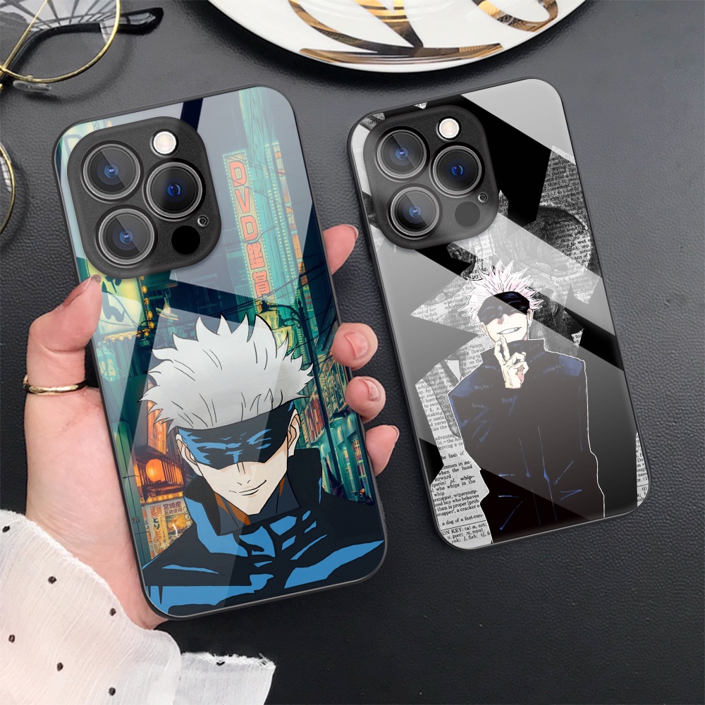 เคสโทรศัพท์มือถือกระจกนิรภัย แบบแข็ง ป้องกันกล้อง ลาย Jujutsu Kaisen ...
