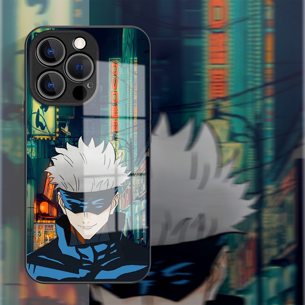 เคสโทรศัพท์มือถือกระจกนิรภัย แบบแข็ง ป้องกันกล้อง ลาย Jujutsu Kaisen ...