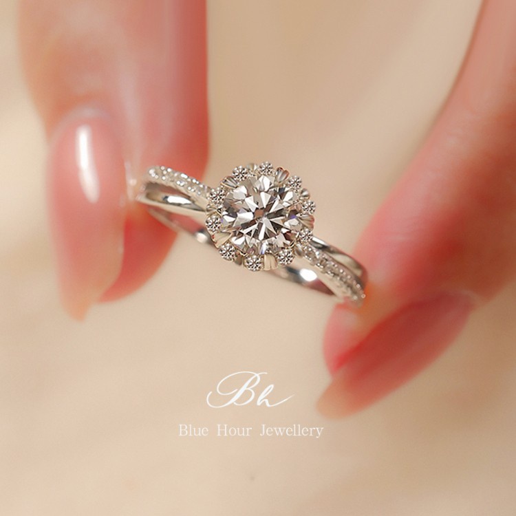 จริง Moissanite 1ct Crown Snowflake สีขาว D สีแหวน S925 เงินสเตอร์ลิงการรับรอง GRA สามารถผ่าน ...