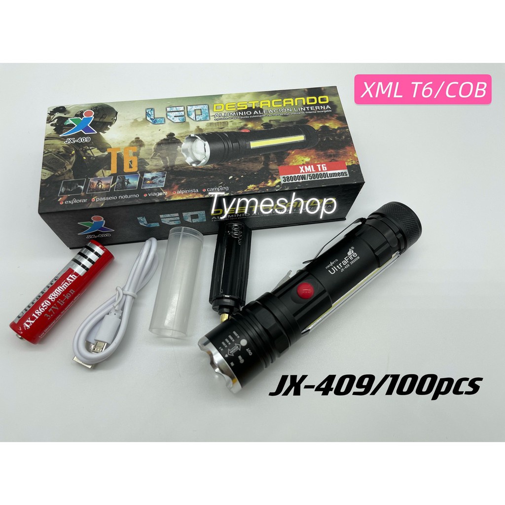 แสงไฟส่องสว่าง UltraFire XML-T6 ไฟฉายสว่างมาก รุ่น JX-5104B JX-Sk68Q5 JX-409 พร้อมถ่านชาร์จ ...
