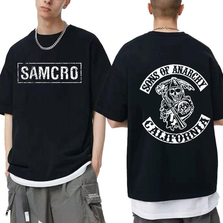 การออกแบบเดิมSons Of Anarchy SAMCRO พิมพ์สองด้าน Tshirt Men Womnen ...