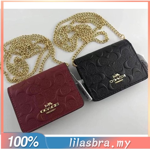 Coach C7361 กระเป๋าสตางค์ ผู้หญิง กระเป๋าใส่เหรียญ สายสะพายโซ่ ลวดลาย ...