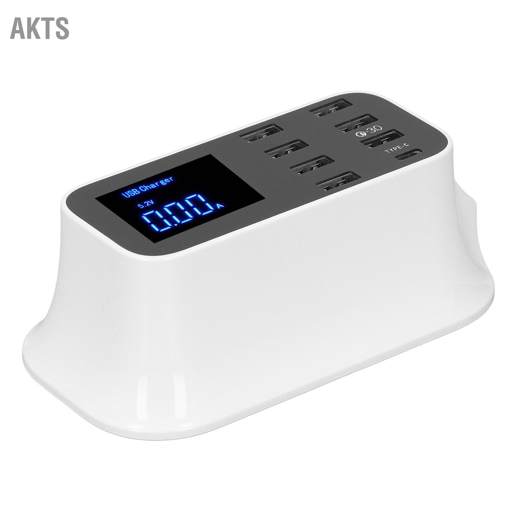 AKTS อะแดปเตอร์เครื่องชาร์จ USB จอแสดงผล LED ดิจิตอล 40W Multi ...