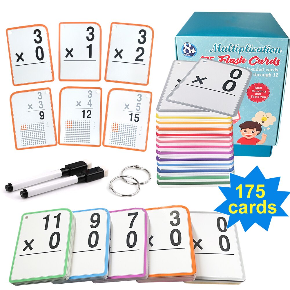 175PCS Math Operations Cards 0-12 Multiplication Flash Cards Arithmetic ...