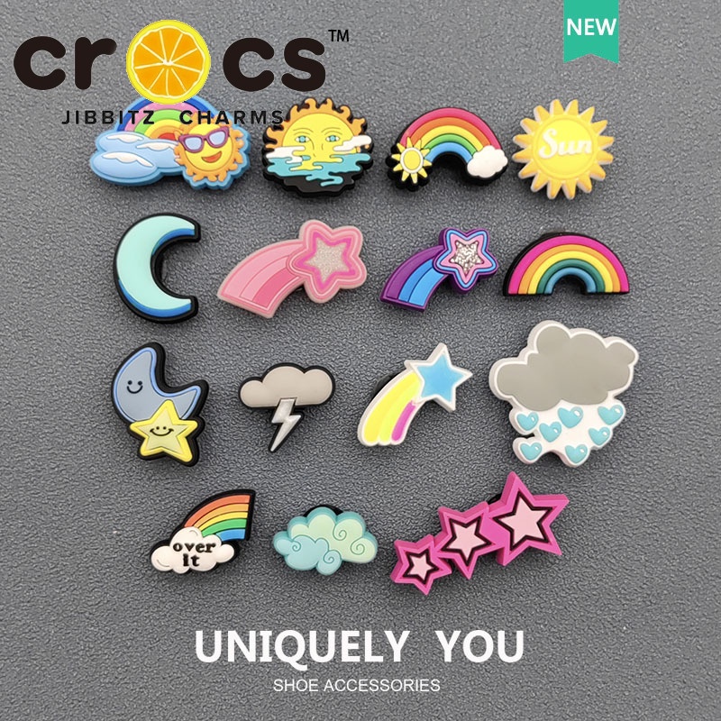 JIBBITZ cross charms ตัวติดรองเท้า ก้อนเมฆสีรุ้ง2025 ตัวติดรองเท้า ...