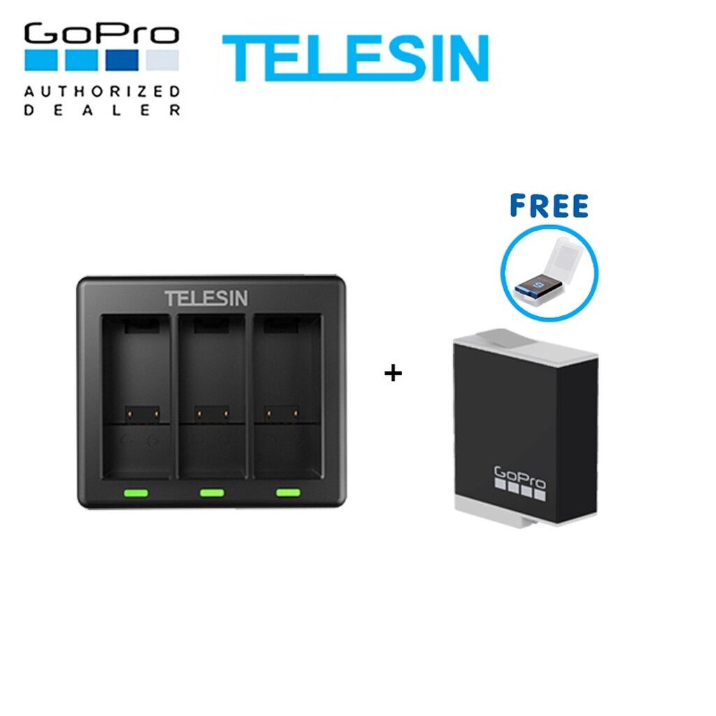 GoPro 12 / 11 / 10 / 9 Telesin Charger + GoPro Enduro Battery โกโปรแท้ ...