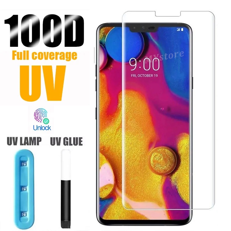ฟิล์มกระจกนิรภัยกันรอยหน้าจอ UV เนื้อแมตต์ กันแอบส่อง สําหรับ LG V40 V50 V30 Plus G7 G8 Velvet ...