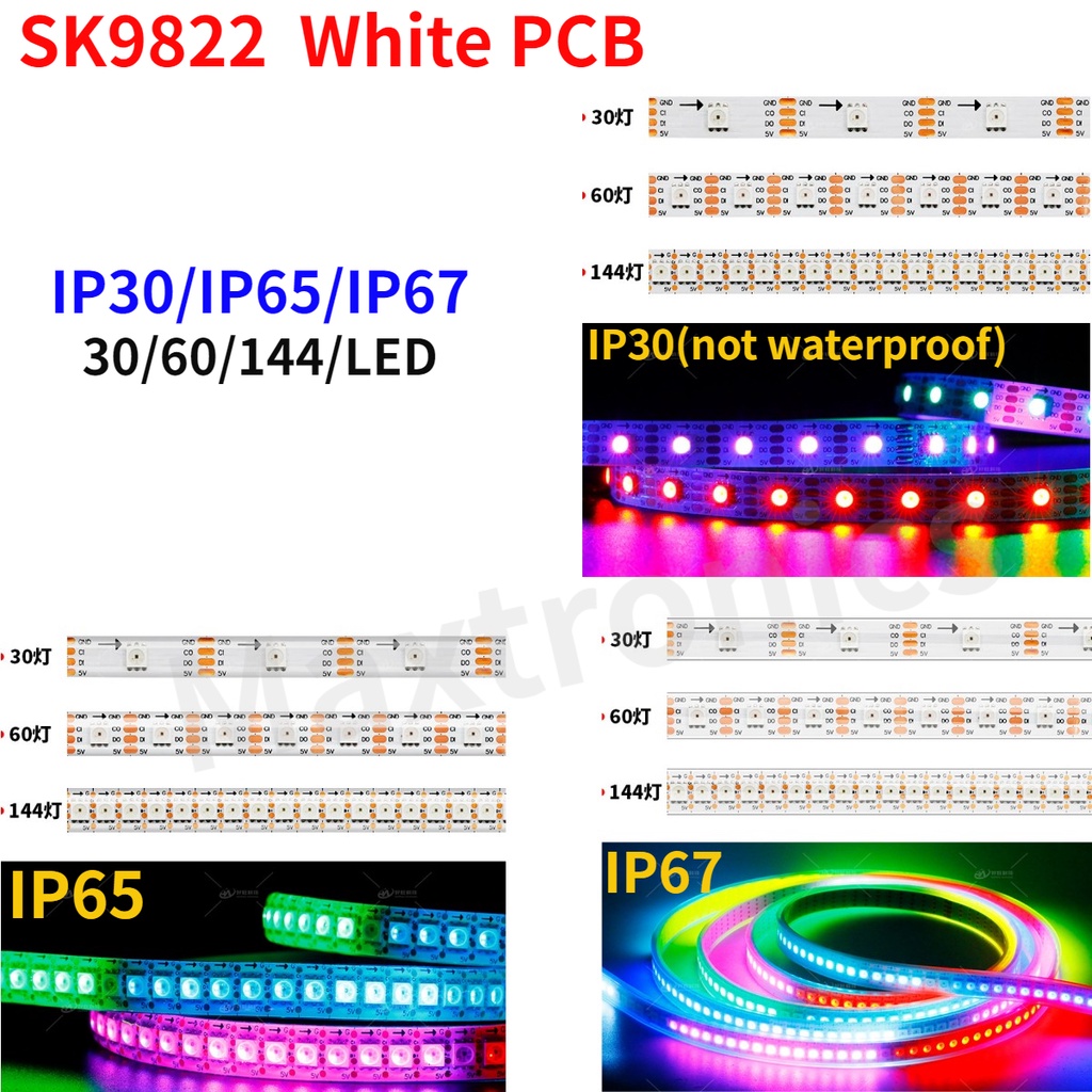 Dc5v สายไฟ Led SK9822 RGB APA102 30 60 144LED M 1 เมตร | Shopee Thailand