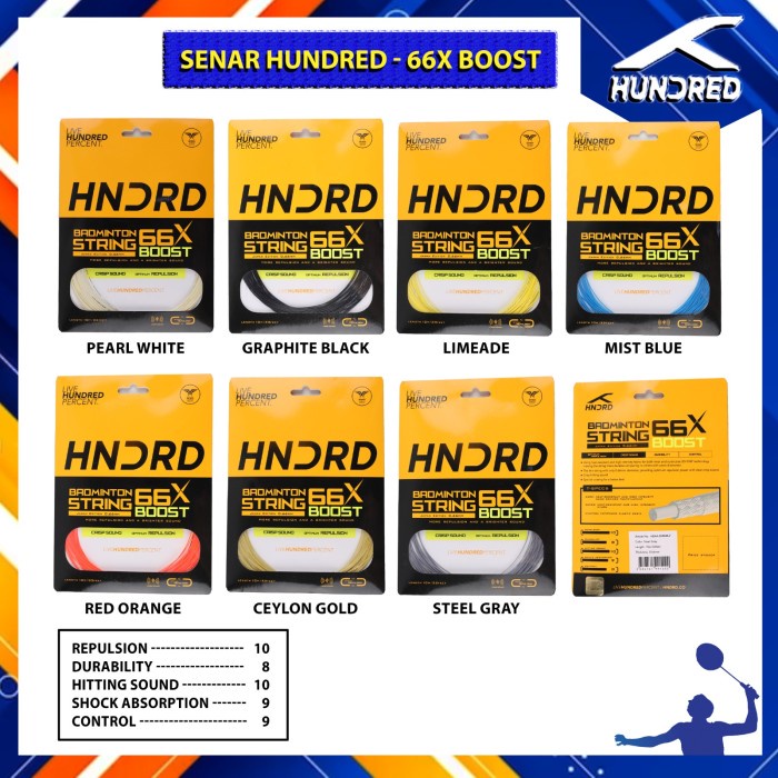 สายไม้แบดมินตัน Hndrd Hundred 66X / 66 X Boost | Shopee Thailand