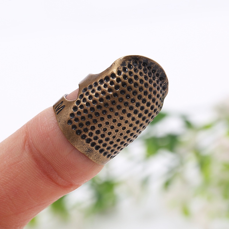 เครื่องมือเย็บผ้าทองแดงแบบปรับได้หนา Retro Copper Finger Thimble Cross ...