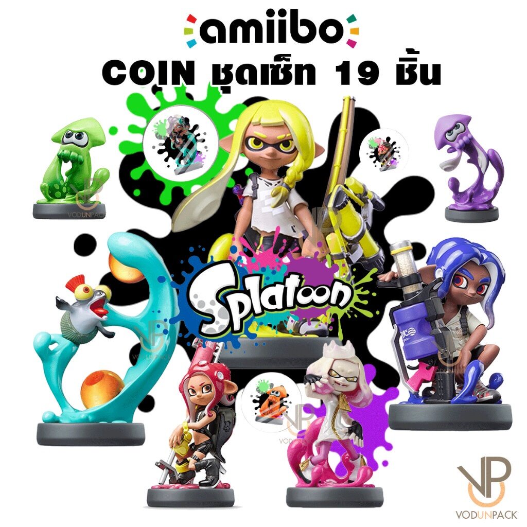 [amiibo Coin] Splatoon 1 / 2 / 3 ยกชุด 19 ตัว Coin NFC Nintendo switch ...