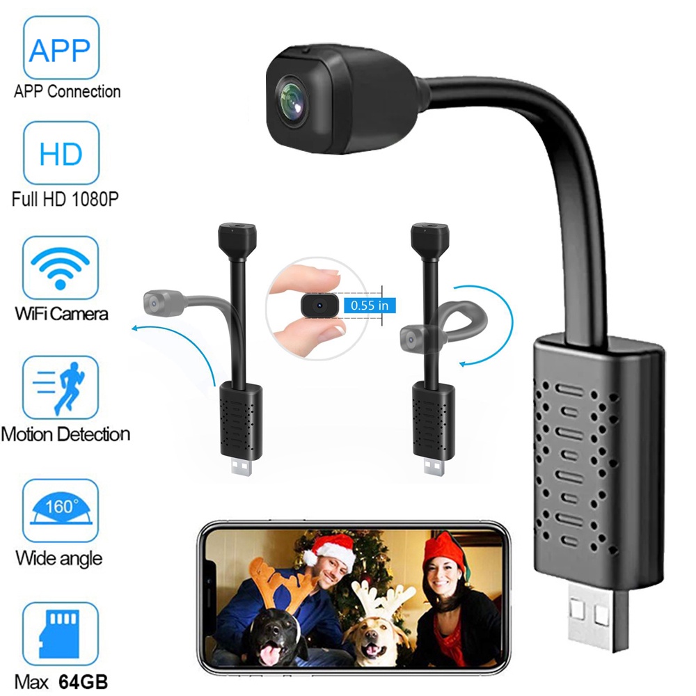กล้องแอคชั่น USB WiFi Mini HD แบบพกพา IP กล้องรักษาความปลอดภัยในบ้าน ...