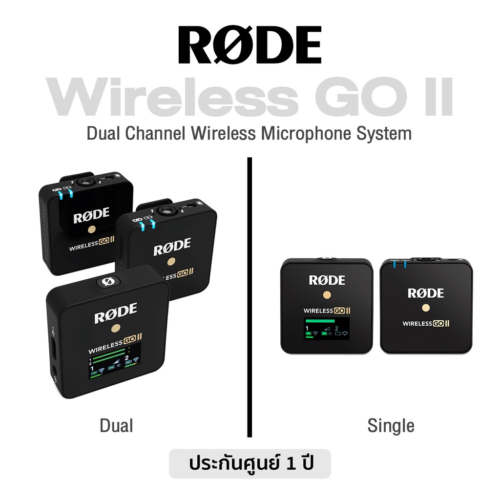 Rode® Wireless GO II Dual Channel Wireless Microphone System ไมค์ไร้สาย ไมค์ไวเลส ใช้งานได้ไกล ...