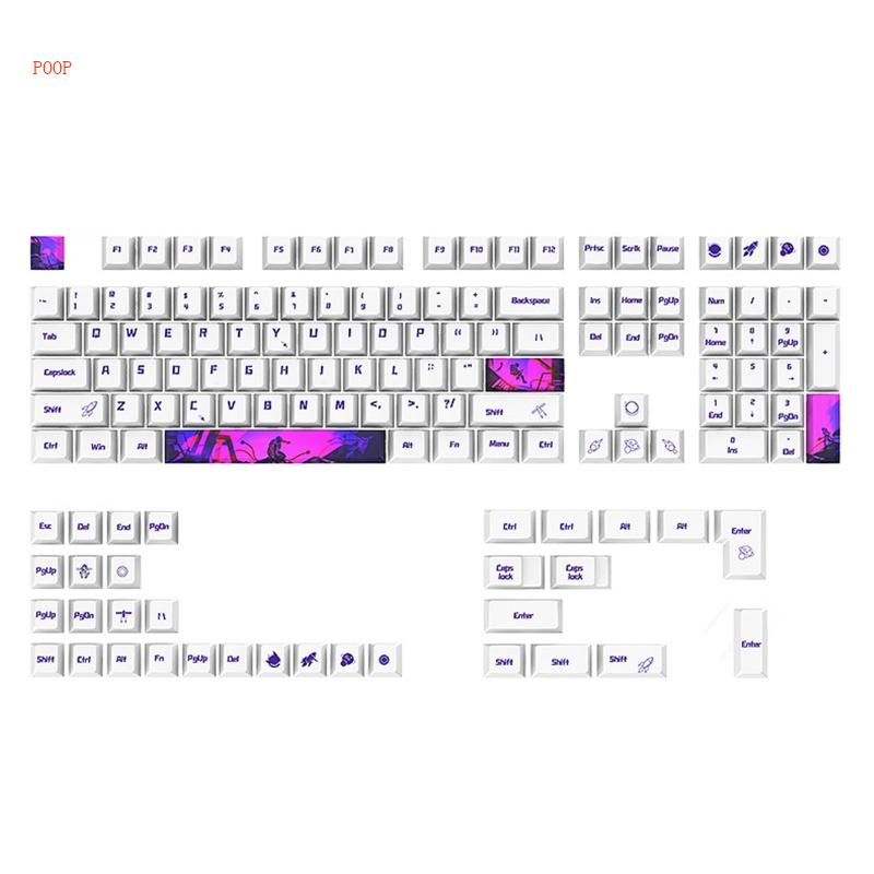 Poop PBT ปุ่มกดคีย์บอร์ด 130 คีย์ DYE SUB สําหรับ Cherry MX Switch ...