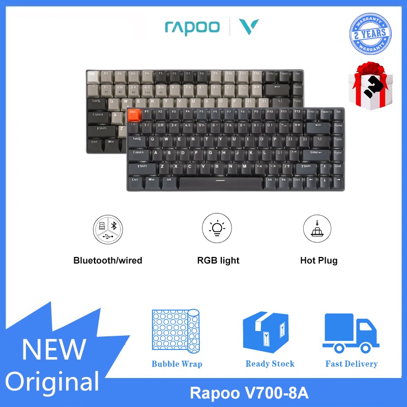 Rapoo V700-8A คีย์บอร์ดไร้สาย สามโหมด | Shopee Thailand