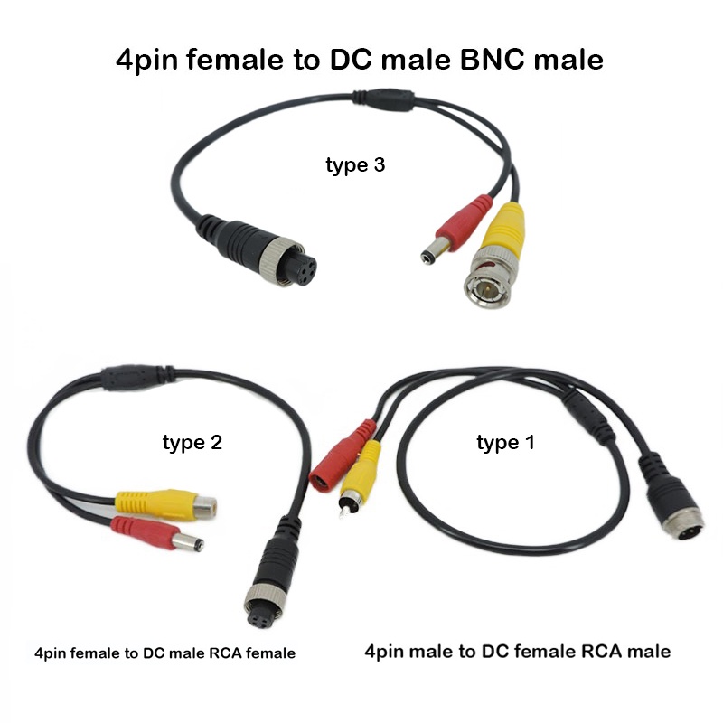 1pcs หัวการบิน M12 4Pin ชายหญิง BNC DC RCA ชายหญิงขยายสายอะแดปเตอร์สําหรับกล้องวงจรปิดความ ...