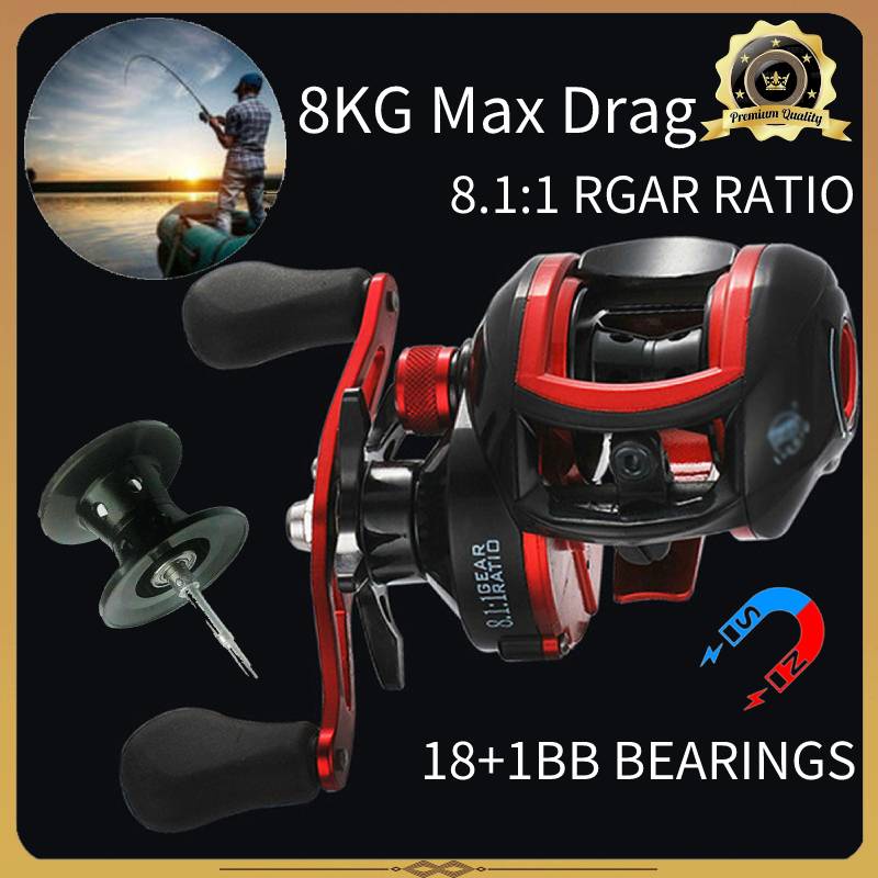 รอกตกปลา 8KG Max.Drag Fishing Reel Ultra-Light 8.1:1 Ratio Baitcasting Fishing Reel | Shopee ...