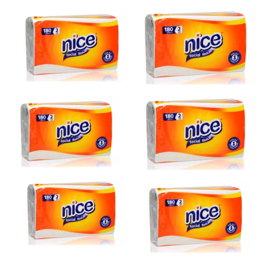 (SAVE Package CONTAINS 6) NICE TISSUE 180 2Ply SHEETS | Shopee Thailand