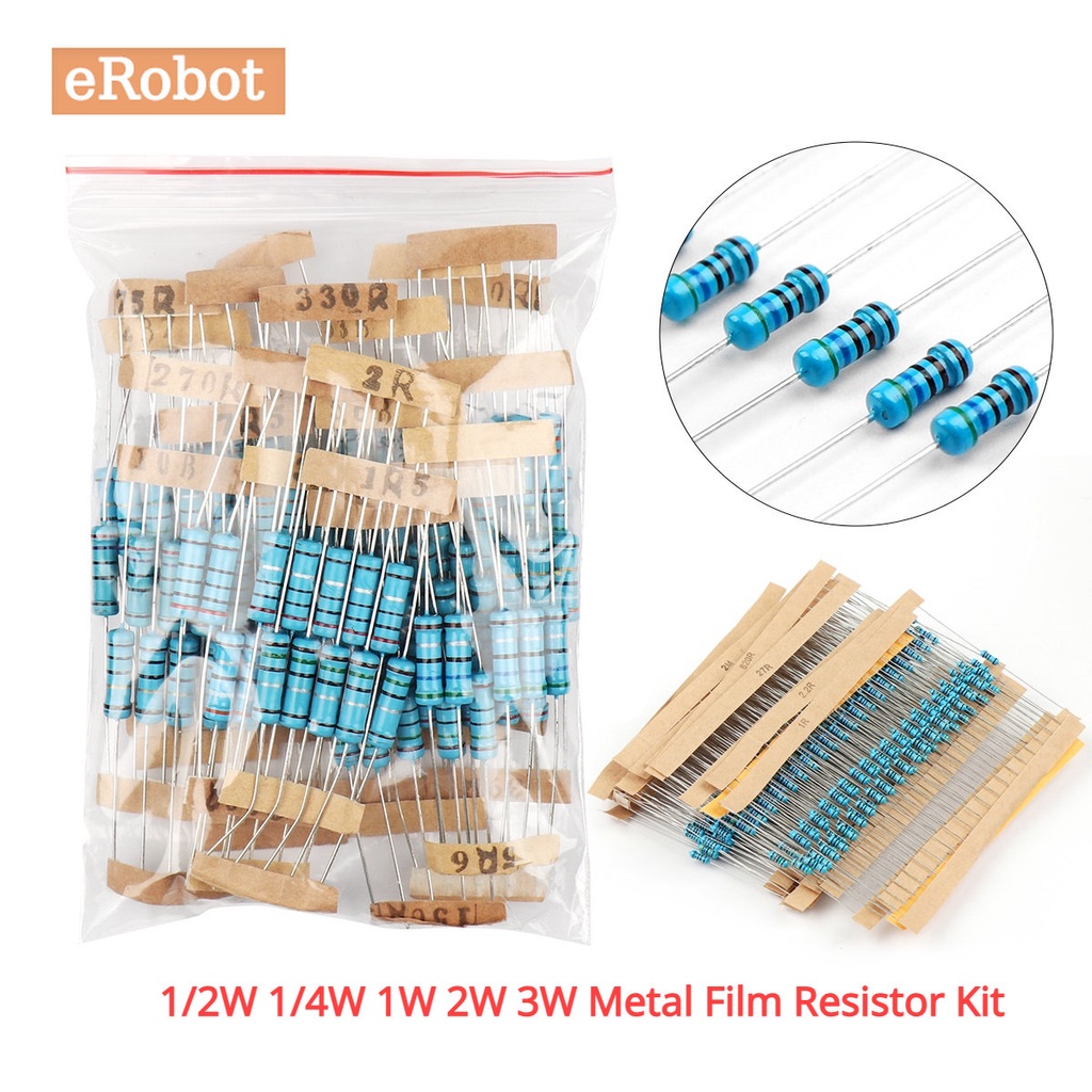 ชุดตัวต้านทานฟิล์มโลหะ 1/2W 1/4W 1W 2W 3W 5% 0.1~750R 1K~820K | Shopee Thailand