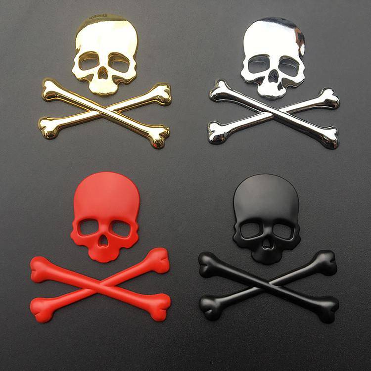 Car 3d Personality Metal Skull Car Logo Wansheng Harley Skull Bumper ...