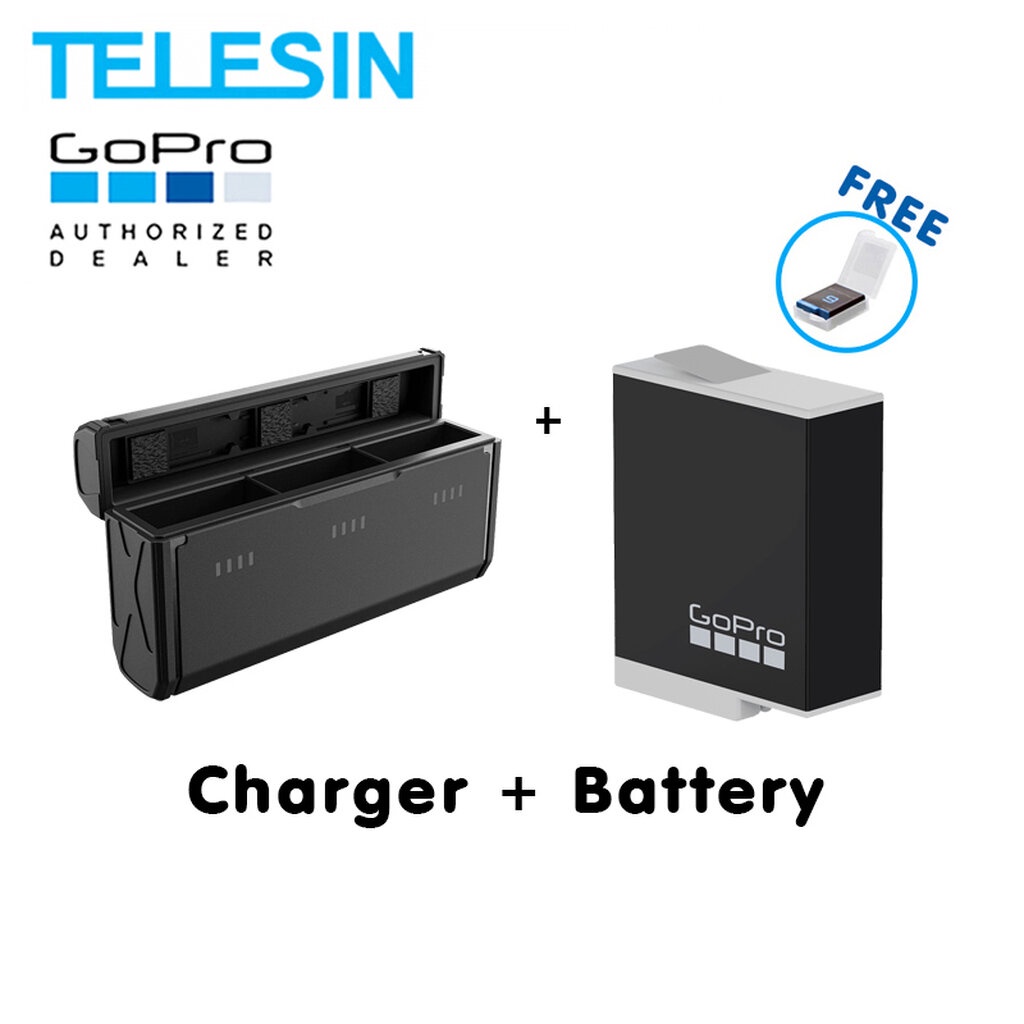 GoPro 11 / 10 / 9 Telesin Storage Charging Box + GoPro Enduro Battery ...
