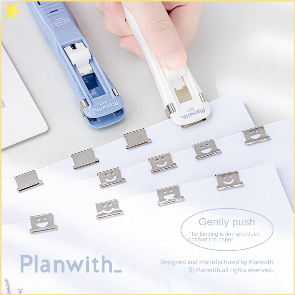 [LBE] Planwith Push Paper Clip Pusher Set Smile Design Reusable Mini ...