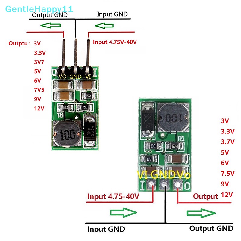 Gentlehappy ใหม่ บอร์ดโมดูลแปลง DD4012SA 1A DC 5-40V เป็น 3V 3.3V 3.7V 5V 6V 7.5V 9V 12V DC-DC 1 ...