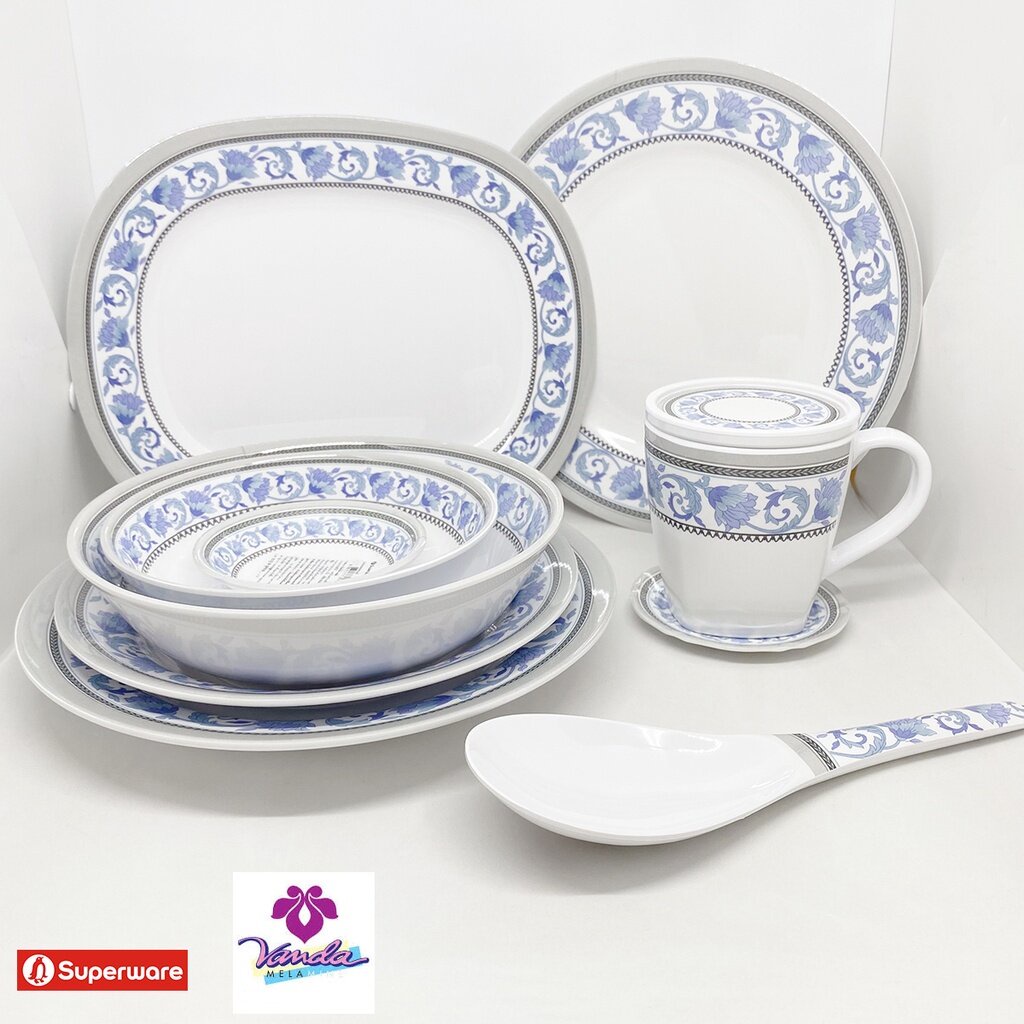 [ขายแยกชิ้น] จานชามเมลามีน แก้วน้ำ ศรีไทยซุปเปอร์แวร์ ลายโพเอ้ม Vanda ...