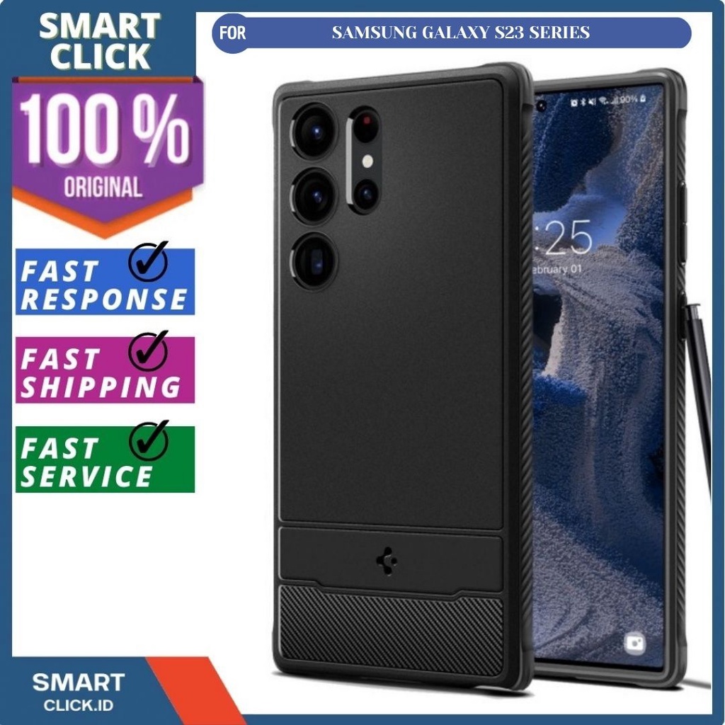 เคส Samsung Galaxy S23 Ultra Plus Spigen Rugged Armor Carbon Casing - สีดําด้าน | Shopee Thailand