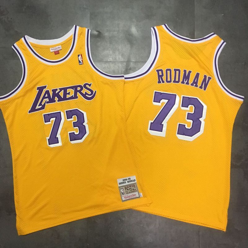 ใหม่ NBA Los Angeles Lakers #73 เสื้อกีฬาบาสเก็ตบอล ปักลาย Dennis ...
