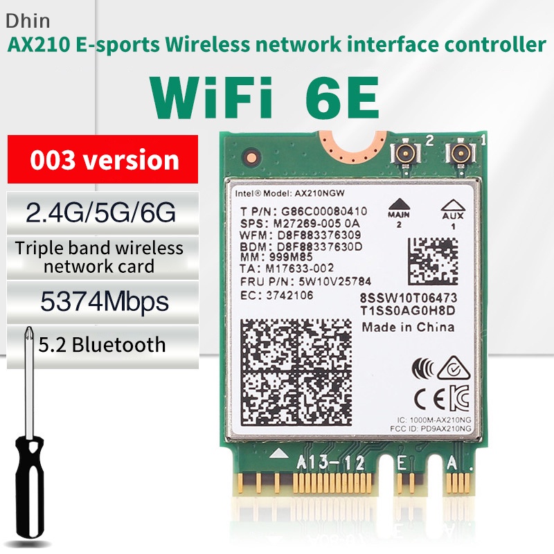 [Dhin] การ์ดอะแดปเตอร์ไร้สาย WiFi 6E Intel AX210 บลูทูธ 5.2 M.2 ...