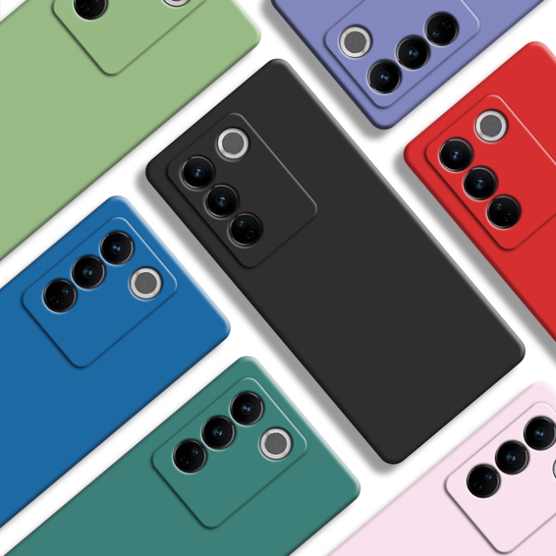 เคสโทรศัพท์มือถือ ยางซิลิโคนนิ่ม กันกระแทก สีพื้น สําหรับ Vivo V27 Pro ...