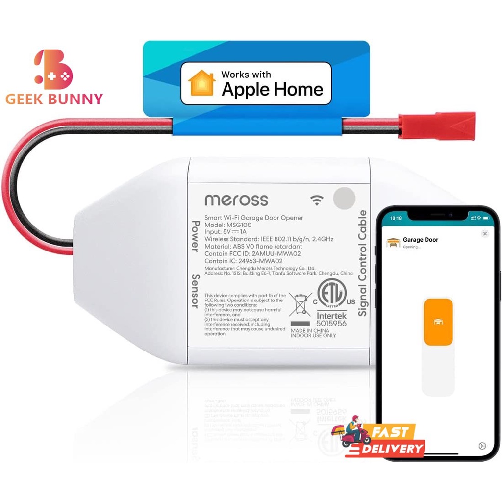 Meross เครื่องเปิดประตูโรงรถอัจฉริยะ, เสียง/รีโมทคอนโทรล, เข้ากันได้กับ ...