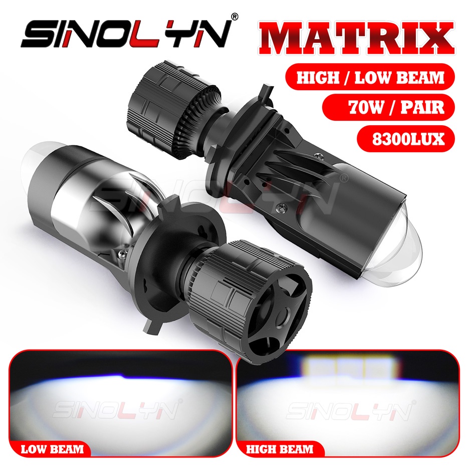 เลนส์โปรเจคเตอร์ H4 Mini LED H4 HS1 Light 70W Dual Lens High Low Beam ...