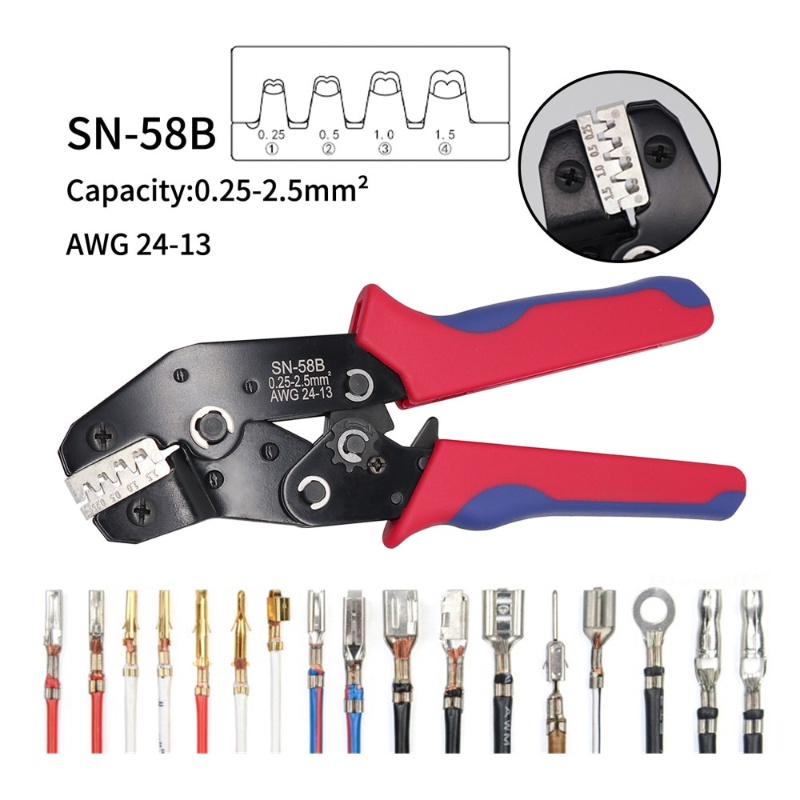 Sn-58b 0.25-1.5mm2, AWG24-16 Crimper ป้องกันแบคทีเรียสําหรับ Dupont Jumper Wire EPS PCIE SATA ...