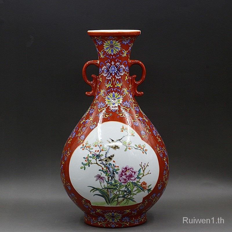 แจกันดอกไม้ แบบสองหู แฮนด์เมด สไตล์จีนโบราณ สําหรับตกแต่งบ้าน ห้อง ...